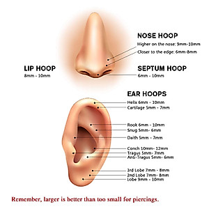 6mm Nose Hoop 16g Cartilage Earring Hoop Nose Rings 16 Gauge Nose Ring Hoop Tragus Earring Daith Earrings Forward Helix Earring Rook Earrings Snug Earring Nose Piercing Jewelry Septum Ring Gold