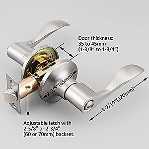 GOBEKOR 5 Pack Brushed Nickel Door Handle Interior Door Levers Privacy for Bedroom Bathroom Door Lock Keyless Wave Lever Door Handles