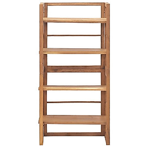 vidaXL Solid Teak Wood Shelving Unit 23.6"x11.8"x47.2" – Adjustable Shelves - Colonial Style - Indoor Storage - Ideal for Home & Office Use - Brown'