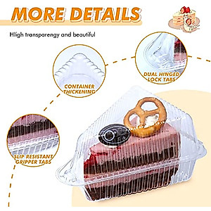 50 Pcs Cake Slice Containers with Lids Clear Plastic Hinged Cheesecake Containers Individual Disposable Triangle Cake Boxes for Pie Slice Cheesecake, Tres Leches, Flan, Desserts - Take Out