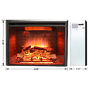 23 inch Western Electric Fireplace Insert, Heater, Recessed Mounted with Fire Crackling Sound, Remote Control, 750/1500W, Black