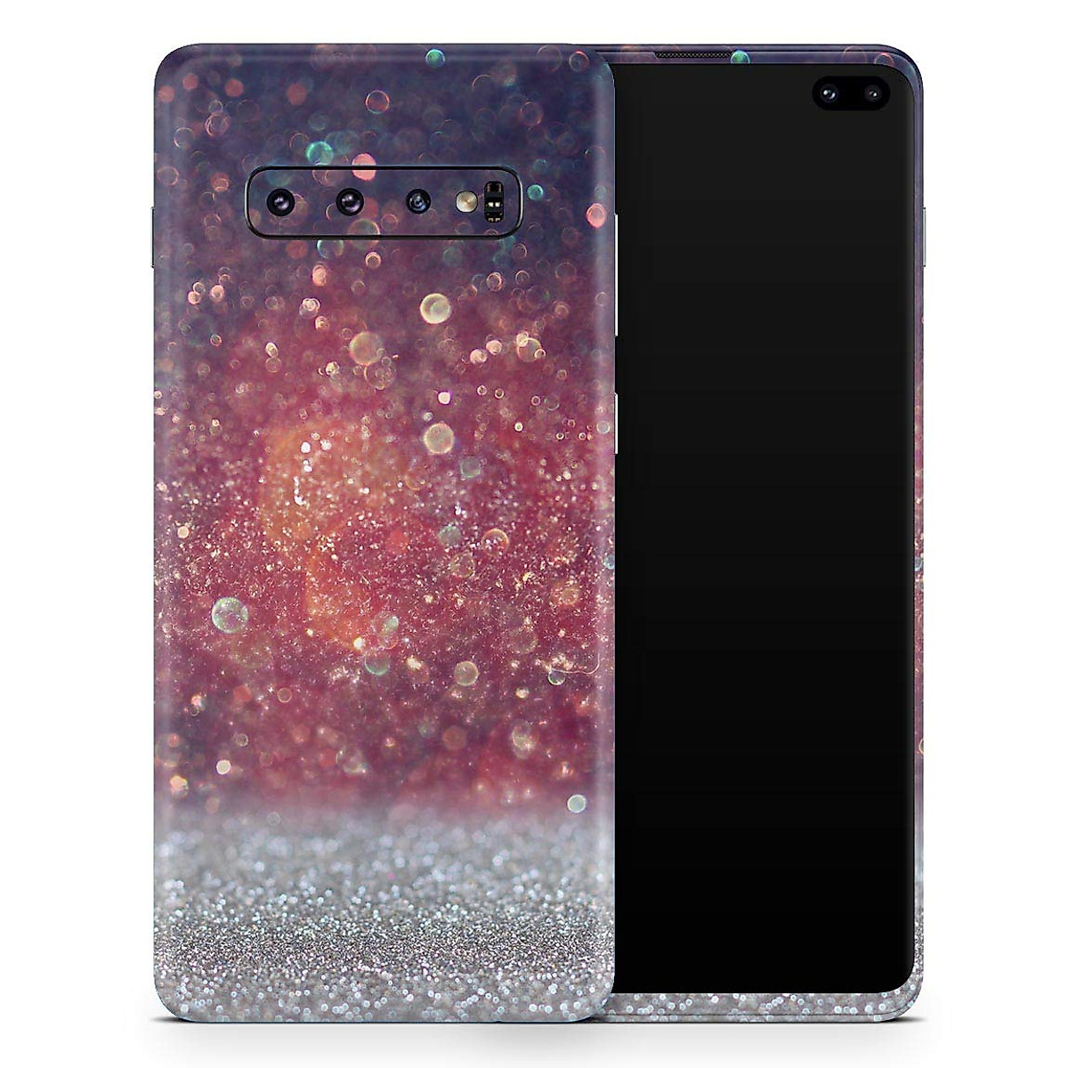 DesignSkinz Red and Blue Glowing Orbs with Silver Sparkle Protective Vinyl Decal Wrap Skin Cover Compatible with The Samsung Galaxy S20 (Screen Trim & Back Glass Skin)