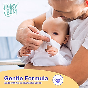 Baby Wipes - HAPPY BUM Saline Baby Wipes, Unscented, 360 Count (12 Packs of 30 Wipes) Saline Face Wipes