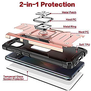 IDYStar Galaxy A71 5G Case with Screen Protector, Galaxy A71 5G Case, Shockproof Drop Test Cover with Car Mount Kickstand Lightweight Protective Cover for Samsung Galaxy A71 5G, Rose Gold