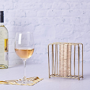 Folkulture Napkin Holder for Table, Napkin Holder for Kitchen Countertop, Square Paper Napkin Holder Modern for Table Decor, Farmhouse Tissue Holder for Centrepiece Decor, Gold