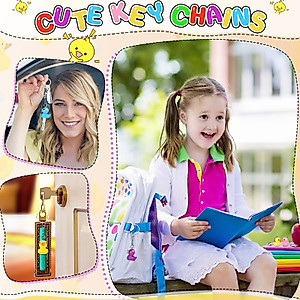 Yoande Plastic Duck Keychains Duck Party Favors Cute 3D Duck Chains Small Ducky Pendant Accessories for Birthday Party Baby Shower (Multi Color, 48 Pack)