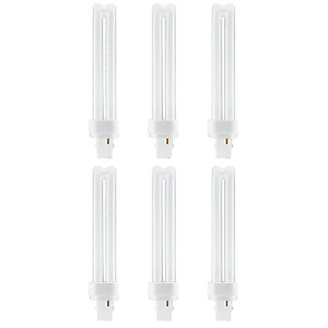 GE (6 Bulbs) Bright Cool White 26 watt Plug-in CFL G24d-3 Base, 6.7 inch, F26DX, 4100K Cool White Compact Fluorescent CFL Light Bulb