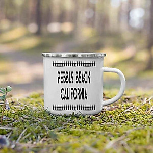 Pebble Beach California Apparel for Men and Women - Fathers Day Gift - Large 12 Oz White Stainless Steel Camping Mug
