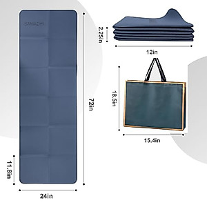 SAMADHI Folding Yoga Travel Mat with TPE Material, Double-sided non-slip, Lightweigh and Convenient packaging, 4mm Thick for Yoga Pilates and Fitness etc (With Waterproof Oxford Cloth Storage Bag)