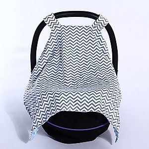 2 in 1 Carseat Canopy Cover and Nursing Cover Up - Universal Fit Infant Baby Car Seat Canopy Stroller Cover | Best for Breastfeeding Moms | Perfect for Both Girls and Boys - Chevron