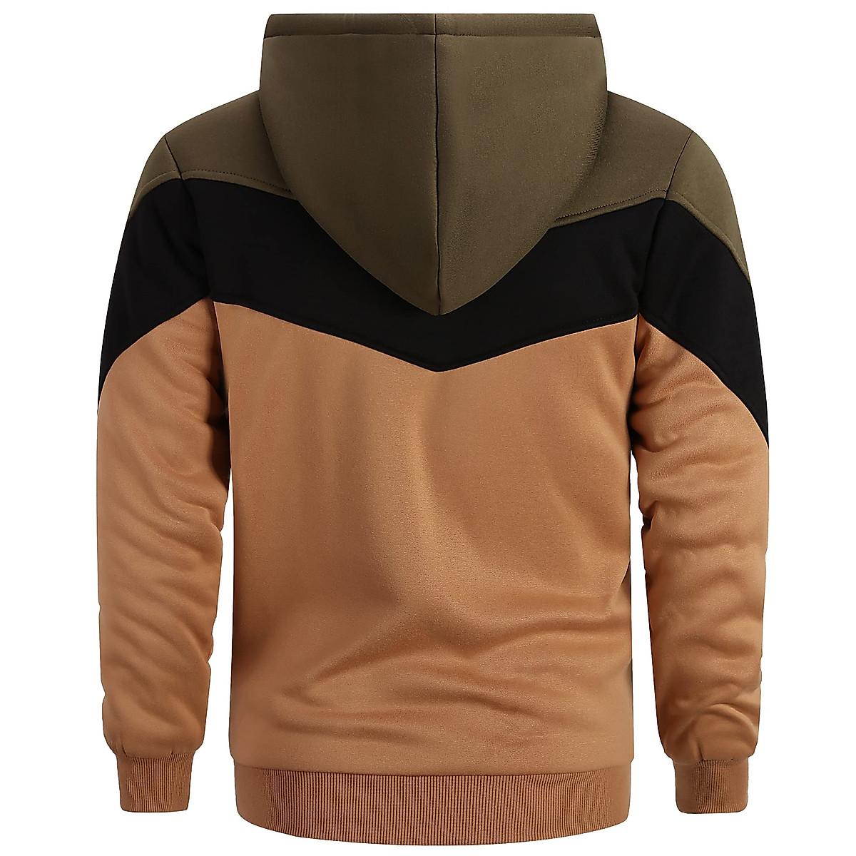 GEEK LIGHTING Hoodies for Men Heavyweight Fleece Sweatshirt - Full Zip Up Thick Sherpa Lined, green Black KhakiL