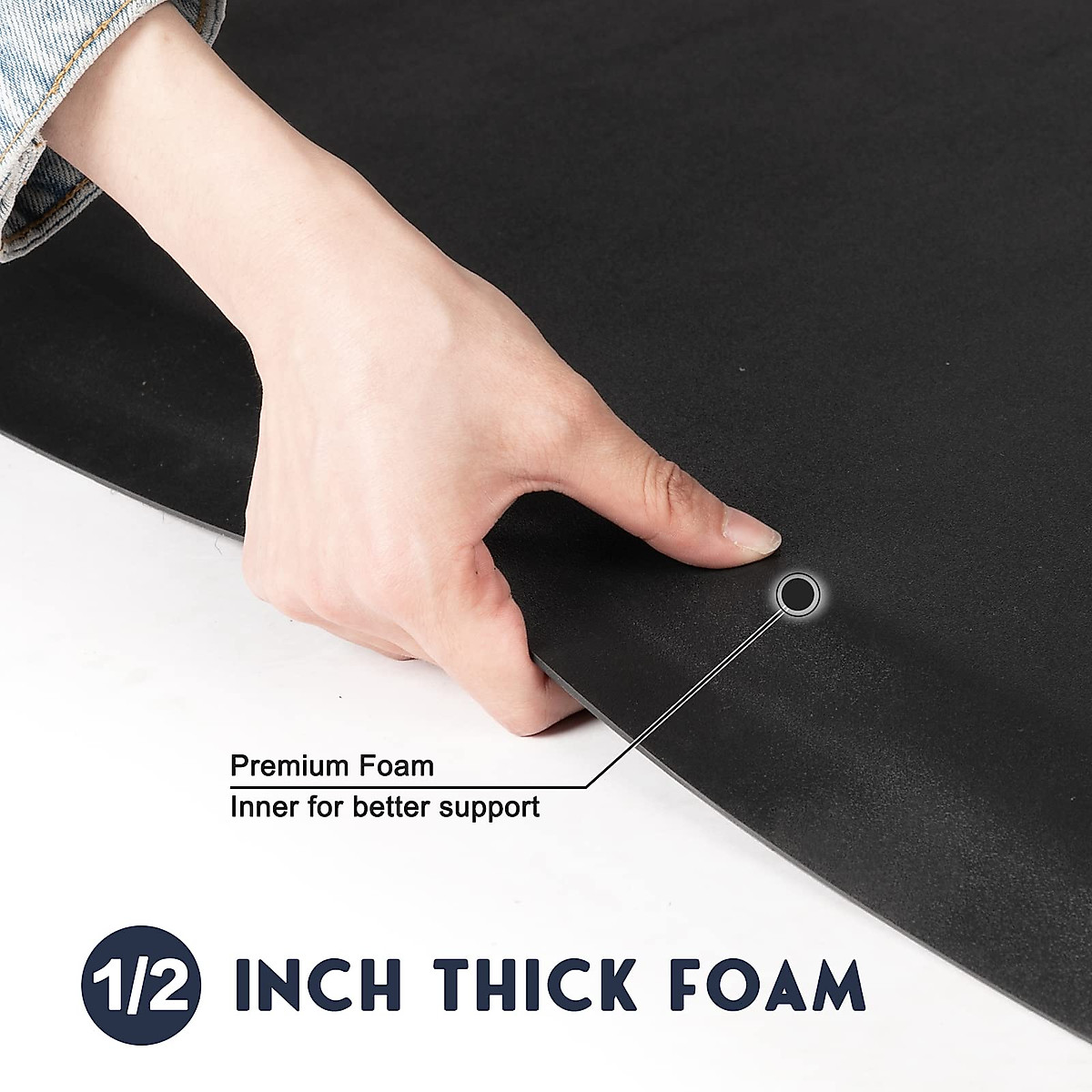 OmySalon 1/2'' Thick Anti Fatigue Mat for Hairstylist Standing, 3'x5' Barber Floor Matt with Square Cut Out for Salon Styling Chair, Hair Cutting Hairdressing Equipment