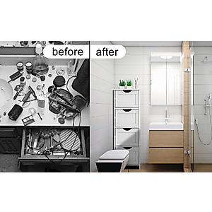 Bonnlo Bathroom Floor Cabinet,White Storage Cabinet with 4 Drawers,Skinny Bathroom Storage,Small Bathroom Drawer Organizers and Storage Free Standing,12 Inch Deep Cabinet for Bathroom