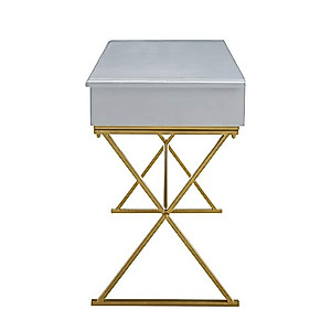 Linon Two-Drawer Grey and Gold Campaign Harli Desk