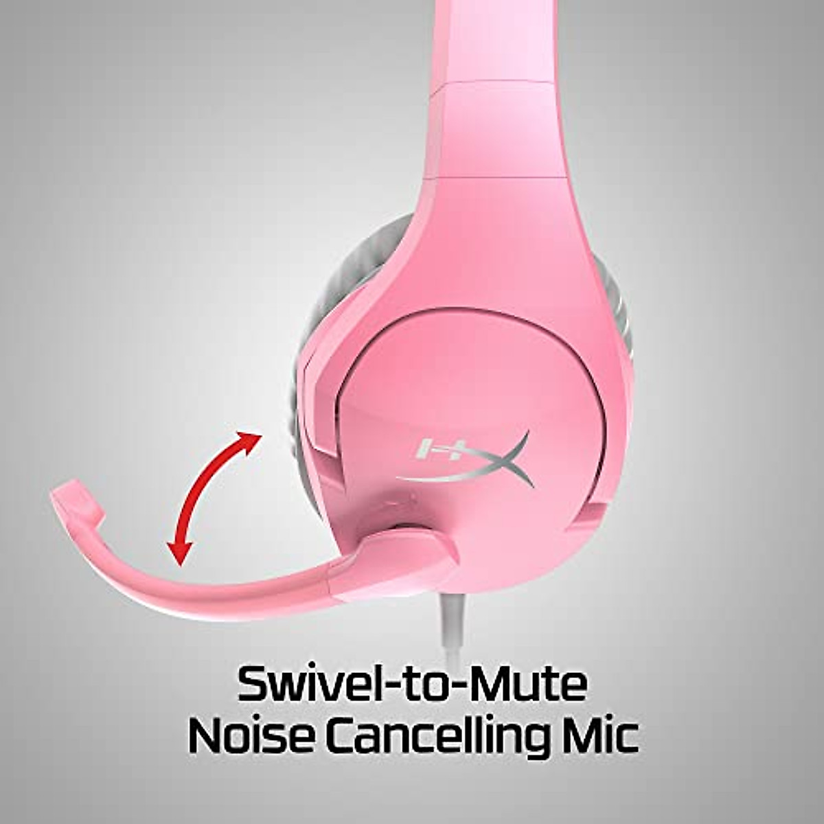 HyperX Cloud Stinger – Gaming Headset, Memory Foam, Soft Leatherette, Durable Steel Sliders, Swivel-to-mute Noise-Cancelling Microphone, Works on PC, PS4, PS5, Xbox and Mobile – Pink