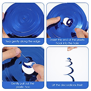 36 Pcs Hanging Swirl Party Decorations Blue and White Ceiling Streamers Party Decorations, Spiral Ceiling Hanging Decor for Birthday Wedding Baby Shower Graduation Celebration Party Supplies(Blue)