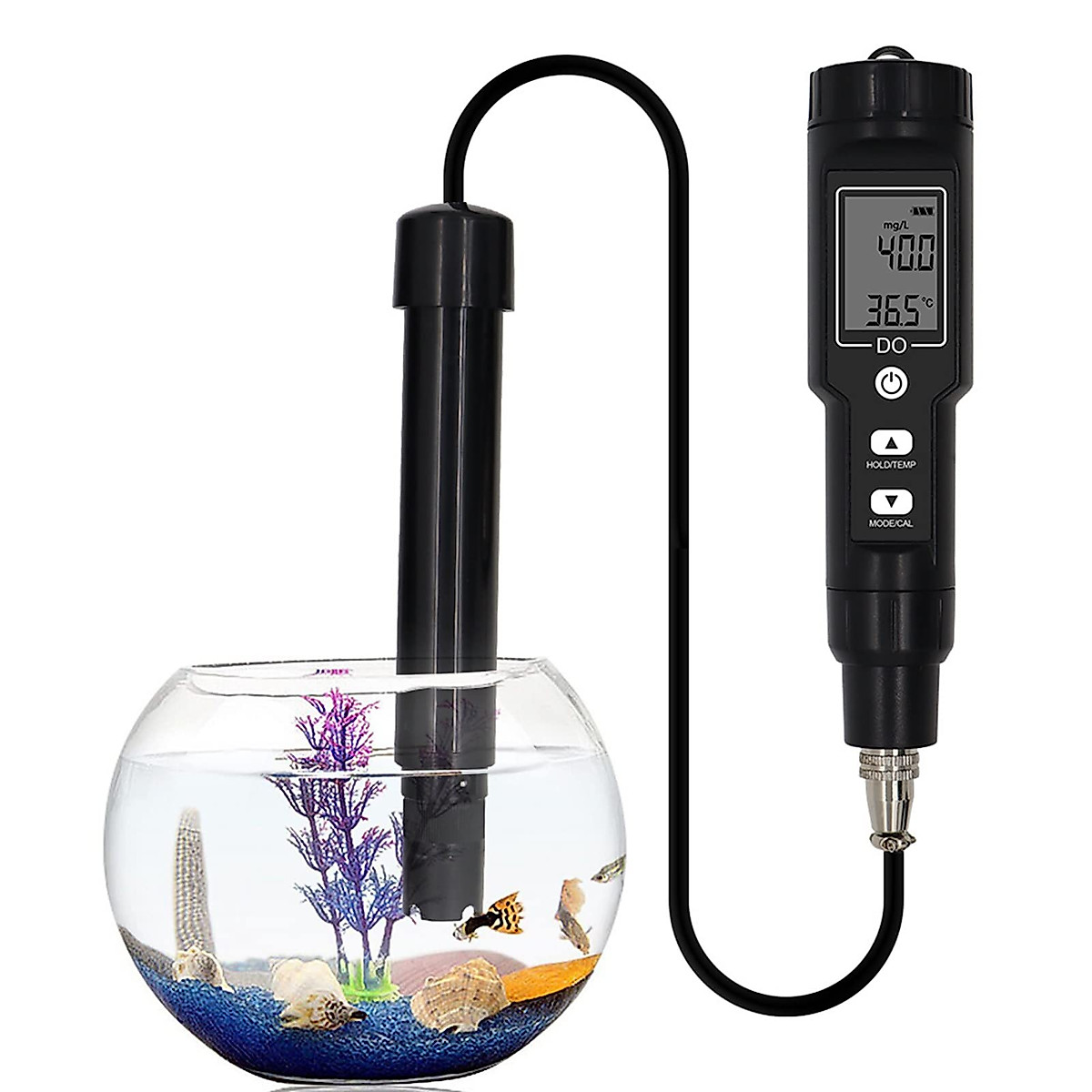 Fdit Digital Dissolved Oxygen Meter Detachable Probe Digital Screen Display Dissolved Oxygen Sensor Dissolved Oxygen Sensor for Aquarium Experiment Research (Without Backlit)