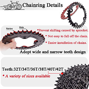 BUCKLOS MTB 170mm Square Taper Crankset, 104 BCD Mountain Bike Narrow Wide Tooth Chainring 32T, Single Speed Round Black Chainring and Crank，MTB Road Bike Black Lightweight Pedals
