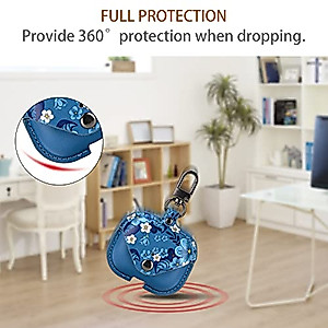 bvya Printed Leather Case for AirPods Pro, Cute Case for Apple Airpods Pro Charging Case 3rd Gen 2019 with Secure Snap Closure Keychain