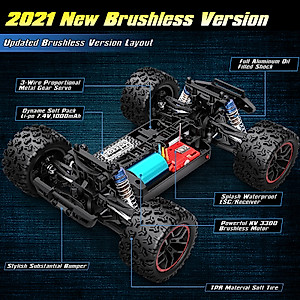 HAIBOXING 1/18 Scale Brushless Fast RC Cars 18859A, 4WD Off-Road Remote Control Trucks 48 KM/H Speed for Adults and Kids Boys, All Terrain Truck Toys Gifts with Extra Shell and Battery 40+ min Play