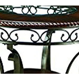 Signature Design by Ashley Glambrey Old World 45" Round Glass Top Dining Table, Brown