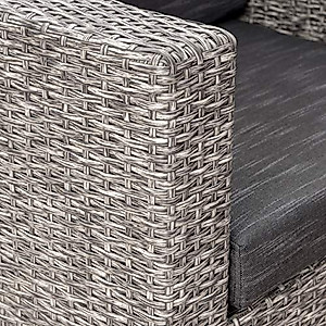 Christopher Knight Home Puerta Outdoor Wicker Club Chair with Water Resistant Cushions, Mixed Black / Dark Grey