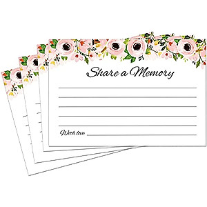 Share a Memory Cards - 50 Pack - Tasteful Alternative to Funeral Guest Books for Memorial and Celebration of Life or Going Away Party, Birthday or Graduation Guest Book