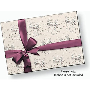 Stesha Party Floral Bunny Baby Gift Wrapping Paper - Folded Flat 30 x 20 Inch (3 Sheets)