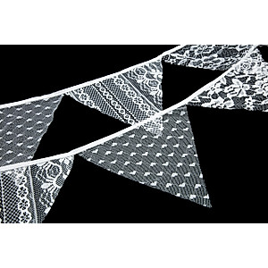 LOVENJOY White Floral Lace Pennant Banner - 10.8 Feet