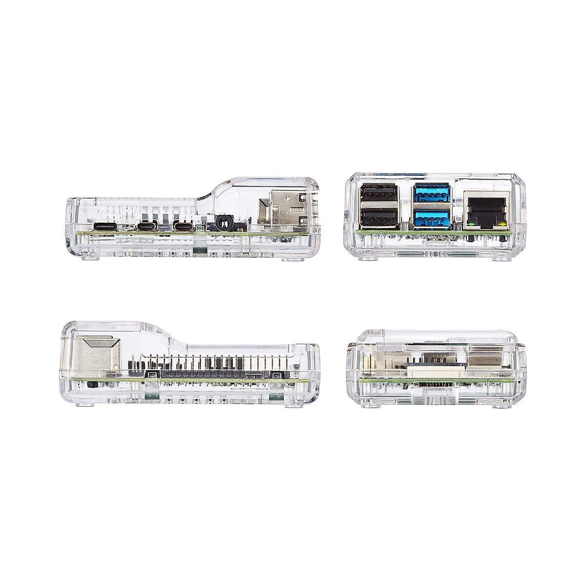 Vilros Clear Transparent Slim Compact Case for Raspberry Pi 4-Includes Sealed and Open Cover Options