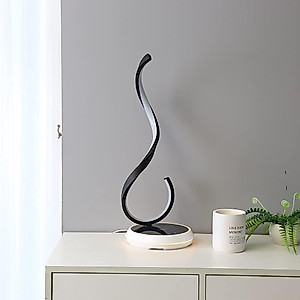 EIDEARAY Bedside Table LED Night Light with Wireless Charger and Bluetooth Speaker, Touch Control Stepless Dimmable Spiral Table Lamps for Bedroom,Great Birthday for Girlfriend, Women, Mom, Men