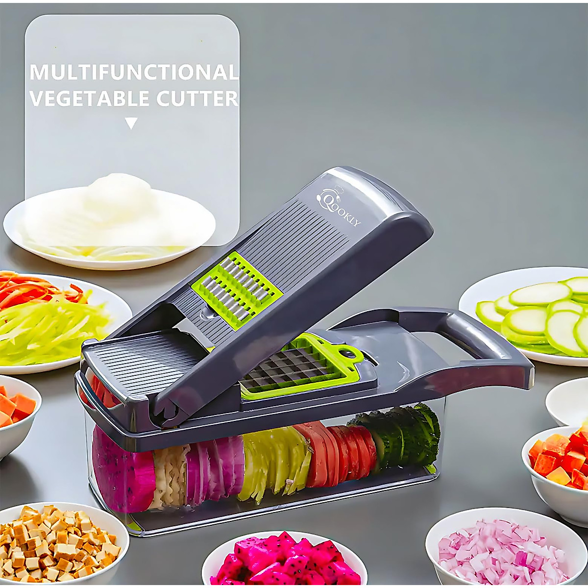 Kitchen gadget's chop wizard 15 in 1 Multi-functional Manual vegetable multi chopper slicer - food dicer slicer - fruit slicers- kitchen essentials - onion cutter slicer machine with container