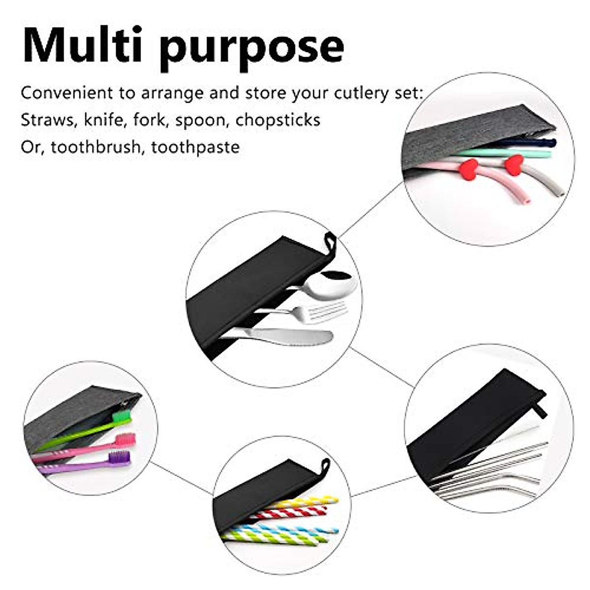 Chopstick Case without Chopsticks Reusable Chopsticks Bag, Travel Utensil Set Pouch, Chopstick Carrying Case for Metal Chopsticks Bamboo Chopsticks Stainless Steel Chopsticks Titanium Sporks