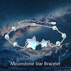 CRMAD Moonstone Star Bracelet for Women Sterling Silver Star Bracelet Irish Jewelry(star)