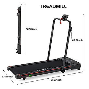 HouseFit Under Desk Treadmill with Bluetooth APP for Walking and Running Mode 2 in 1 Small Treadmill for Apartment with iPad and Phone Support LCD Display