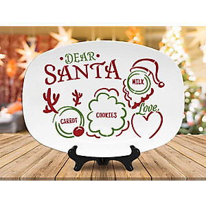 Christmas Santa Tray Stencils for Painting on Wood,Reusable Xmas Dear Santa Tray Stencil Drawing Templates for Serving Tray/Plate/Round Wood