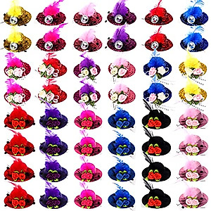 48 Pieces Mini Hat Hair Clip Mini Top Hat Fascinator Decorative for Girls Women Feather Lace Clip Tea Party Hair Accessories