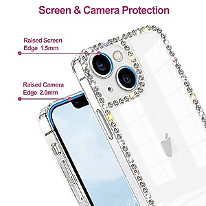 VAOXTY Compatible with iPhone 14 Plus Case Clear Bling Diamond Rhinestone Cute for Girls Women Girly Case Glitter Shiny Sparkle Bumper Design Soft Silicone Luxury Fashion Protective 3D Phone Case