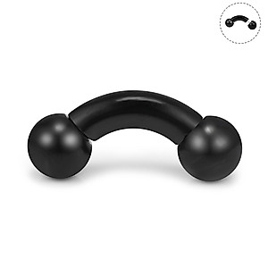 Ruifan Black Plated 316L Surgical Steel Internally Threaded Bent Curved Barbell 2G 5/8 Inch