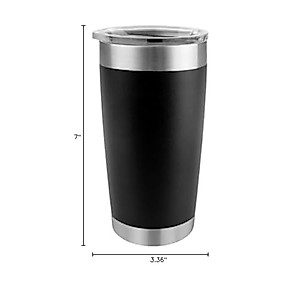 Tempercraft 20 oz Vacuum Insulated Tumbler w/Lid and Laser Engraved Customization Options - Stainless Steel, Double-Walled Travel Mug (Black)