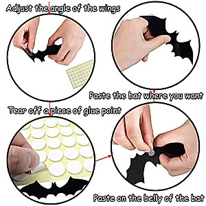 Halloween Bats Wall Decals 77pcs Bat Wall Stickers Halloween 3D Bats for Wall Decoration 4 Size