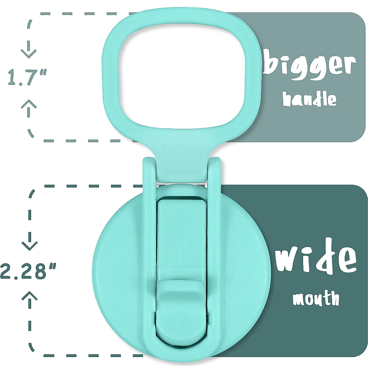 Vmini Water Bottle with New Wide Handle Straw Lid, Wide Mouth Vacuum Insulated 18/8 Stainless Steel, 4 Straws and 2 Brushes, 32 oz, Gradient Mint + Blue