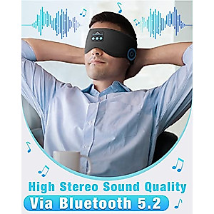 Sleep Headphones Bluetooth Headband Headphones for Sleeping - 10Hrs Sleeping Headphones for Side Sleepers, Bluetooth Sleep Mask Sleep Earbuds, Birthday Christmas Stocking Stuffers Tech Gifts Men Women
