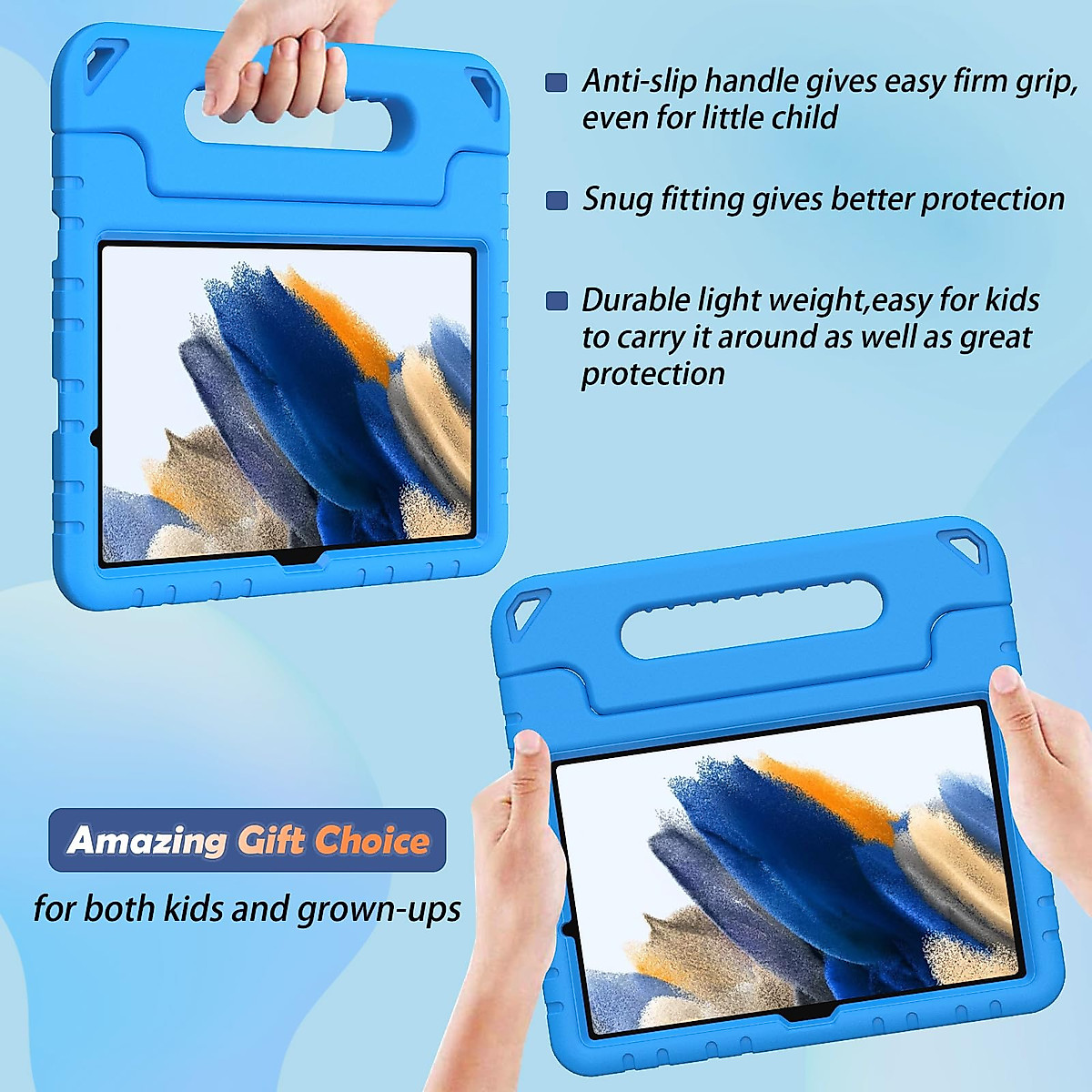 LTROP Kids Case for Samsung Galaxy Tab A8 10.5 2022, Galaxy Tab A8 Case, Light Weight Shockproof Handle Stand Kids Case for Samsung Galaxy A8 Tablet 10.5 Inch 2022 (SM-X200/X205/X207), Blue