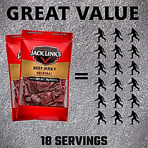 Jack Link's Beef Jerky, Original – Great Everyday Snack, 10g of Protein and 80 Calories, Made with 100% Beef – 96% Fat Free, No Added MSG** – 9 Oz. (Pack of 2)