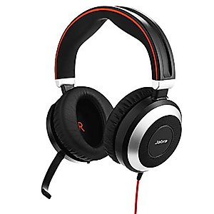 Jabra Evolve 80 MS Teams Wired Headset Professional Telephone Headphones with Unrivalled Noise Cancellation for Calls and Music, Features World Class Speakers and All Day Comfort