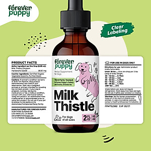 Milk Thistle Supplement for Dogs - Liver Detox w/Liquid Milk Thistle Extract - Vegan Milk Thistle Dog Supplements & Vitamins for Small Large Medium Breed - Silymarin Liver Support for Dogs - 2 oz