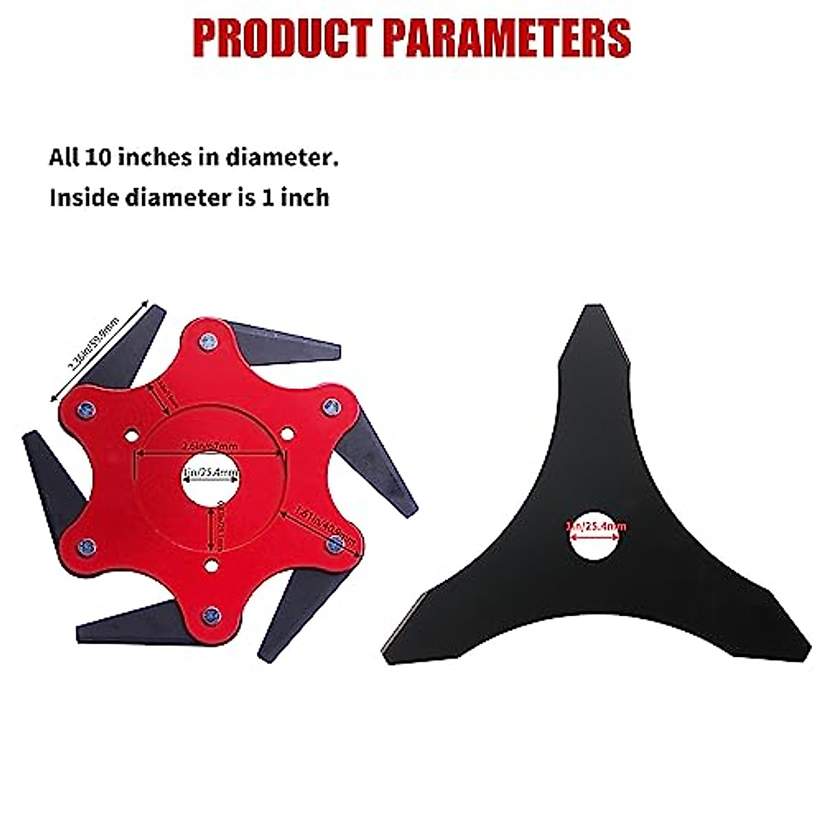 Gashwer Steel Trimmer Head 6 Steel 65Mn Razors Trimmer Head & 3 Teeth Brush Cutter Blade, Universal Weed Eater Blades Metal with Universal Adapter Kit, Compatible with String Trimmers