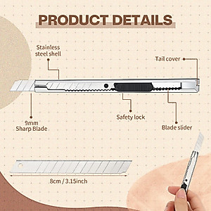 Willbond 200 Pcs Box Cutters Utility Knife Small Retractable Snap off Box Cutters 9 mm Wide Blade Cutter for Letter or Small Box Opening and Paper Cutting and DIY Craft for Home Office Craft Hobby Use