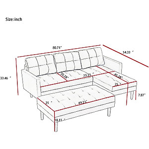 oaaktu 81" Sectional Sleeper Sofa，4 Seat U-Shaped Sofa Couch with Linen Fabric and Double Chaises, Modern Living Room Furniture Sets for Apartment (Pink)